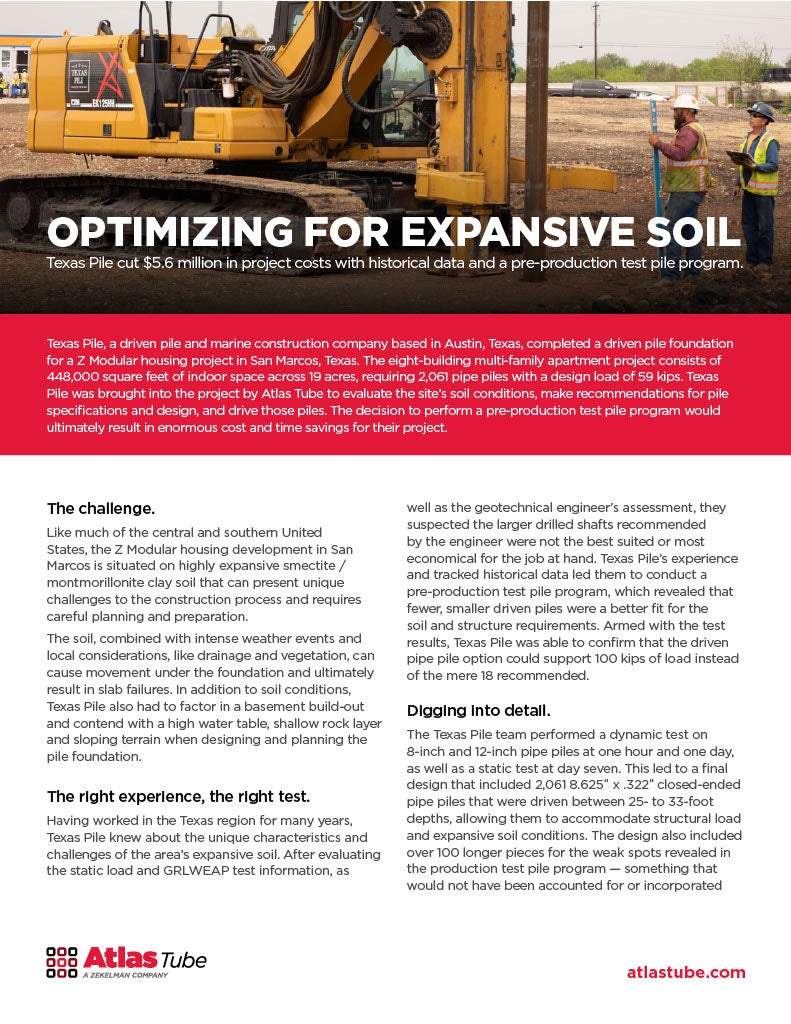 Texas Pile Case Study | Atlas Tube